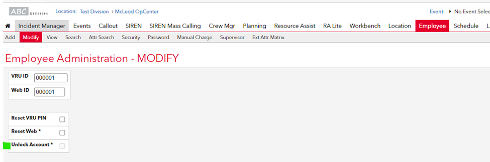 Enable “Unlock Account” feature on the Employee – Administration Modify Page – OSCAR Portal